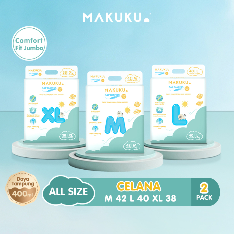 Jual [2 PACK] MAKUKU SAP Diapers Comfort Fit Jumbo Pants/Tape M/L/XL ...