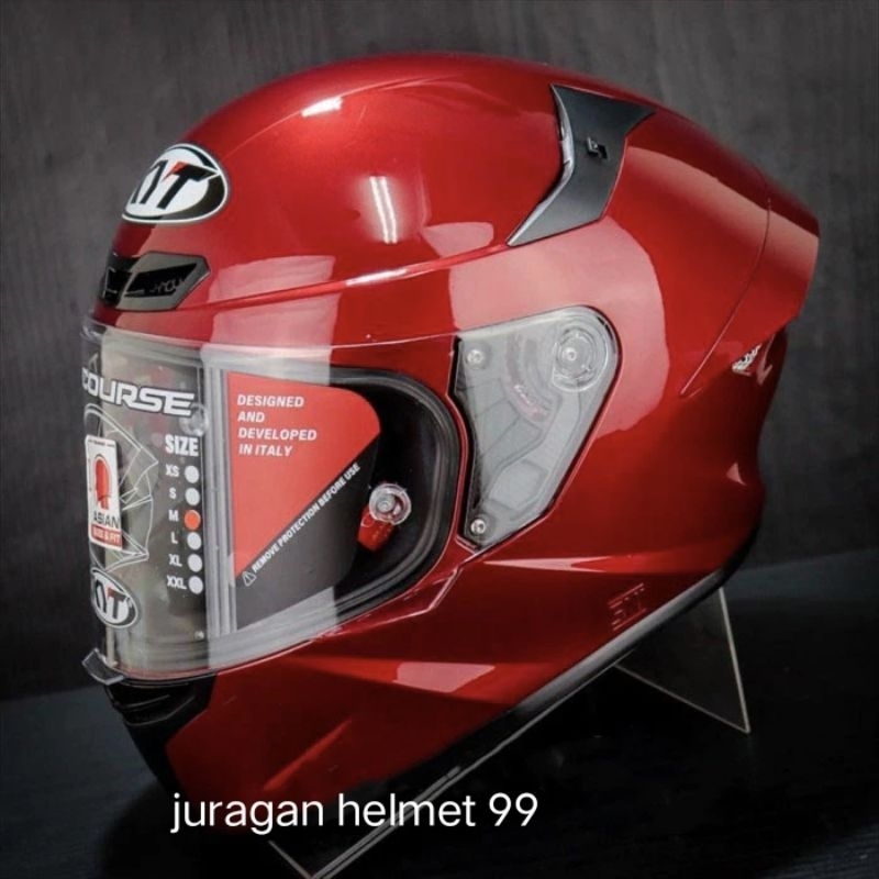 Jual Helm Full face KYT TT Course Free red solid | Shopee Indonesia