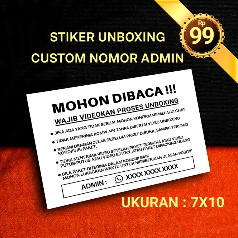 Jual stiker unboxing custom nomor admin sticker video unboxing ready | Shopee Indonesia