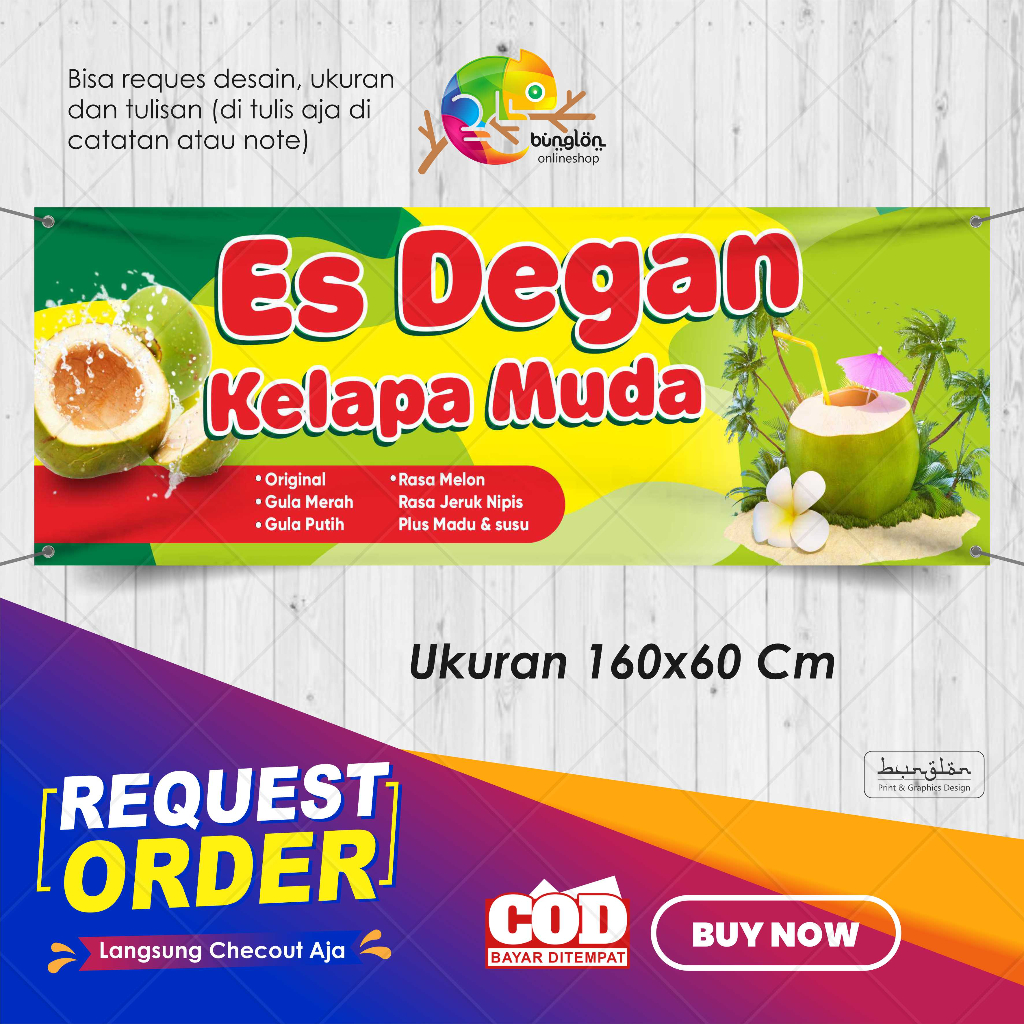 Jual Size 160x60 Spanduk Banner Es Degan Kelapa Muda Model Hijau ...