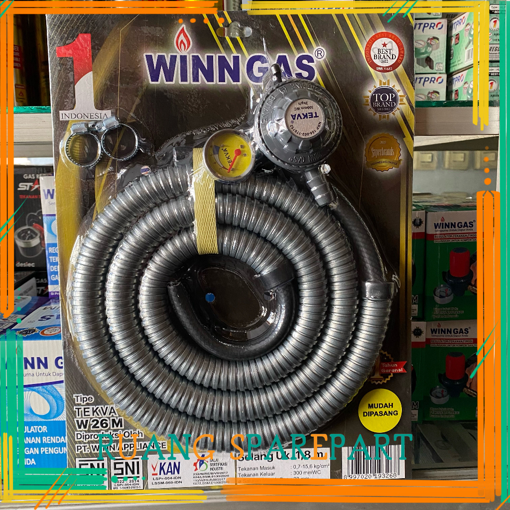 Jual PAKET SELANG GAS REGULATOR DENGAN BESI PENGAMAN WINN GAS TEKVA ...