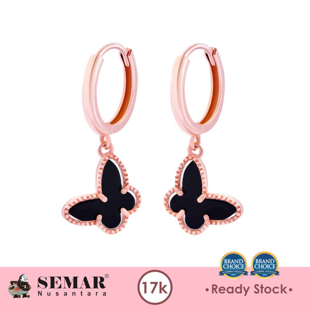 Jual Anting Emas Azkia Butterfly Rose Gold 17K Semar Nusantara | Shopee ...