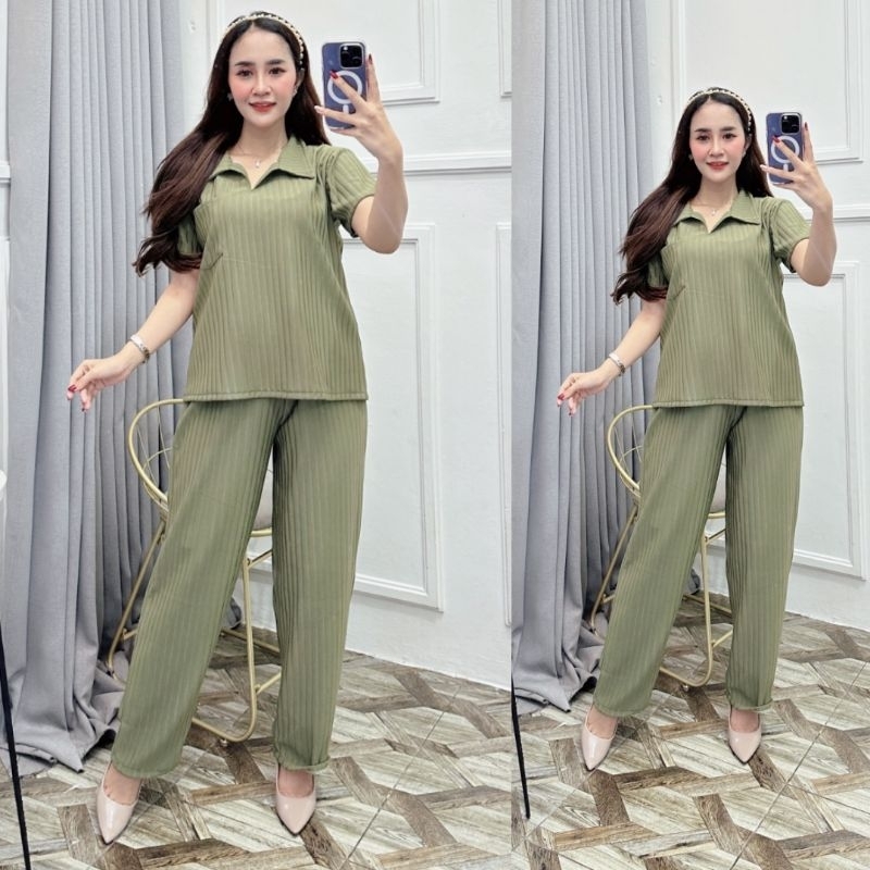 Jual one set knit terbaru // setelan wanita kekinian / One set wanita ...