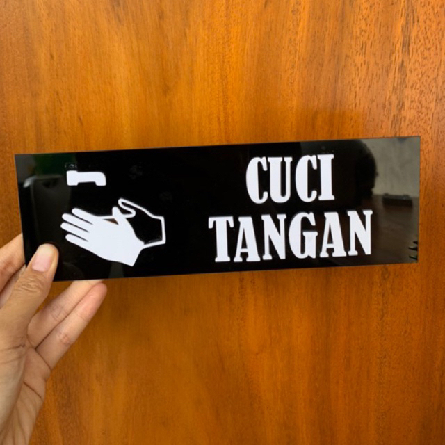 Jual Papan Petunjuk Tulisan Cuci Tangn Ambil Disini Staff Only Pintu ...
