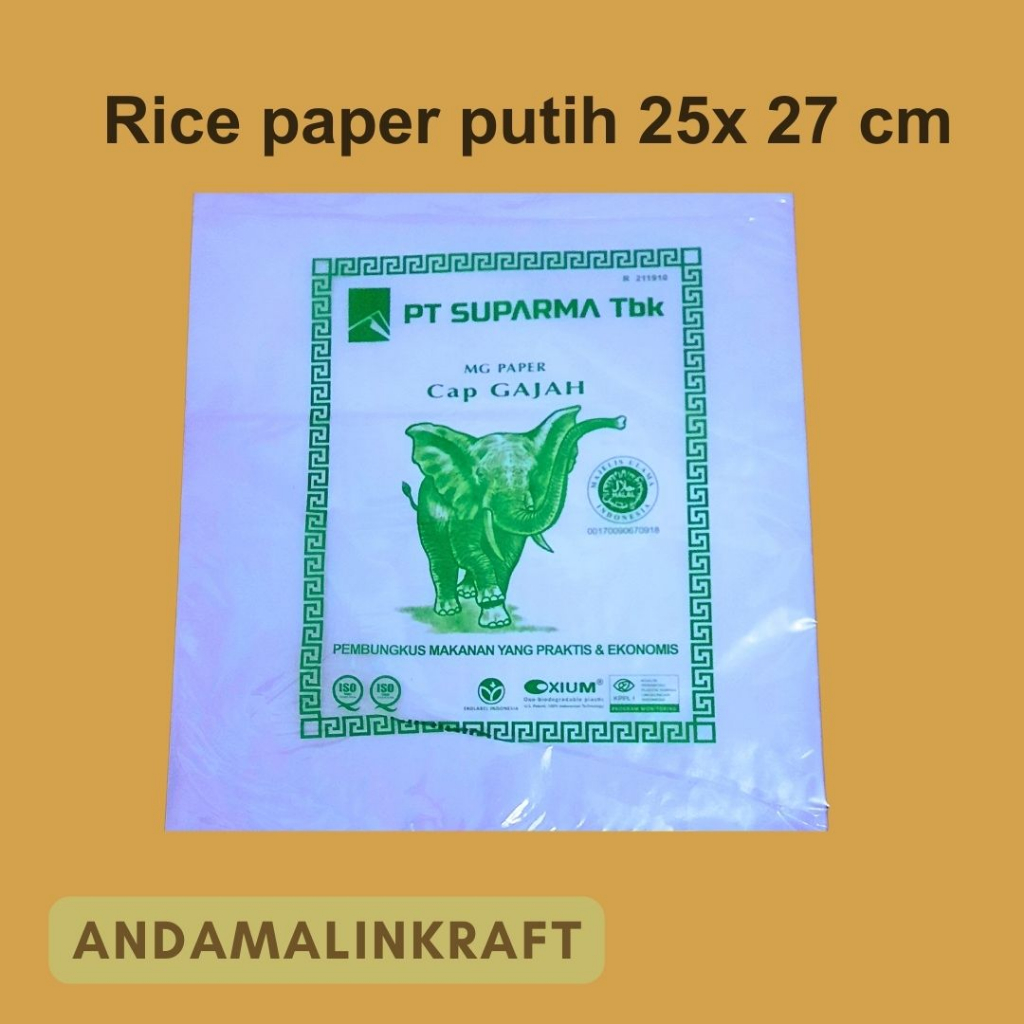 Jual Kertas nasi KFC / Rice paper ukuran 25 x 27 cm merk Gajah isi 100 ...