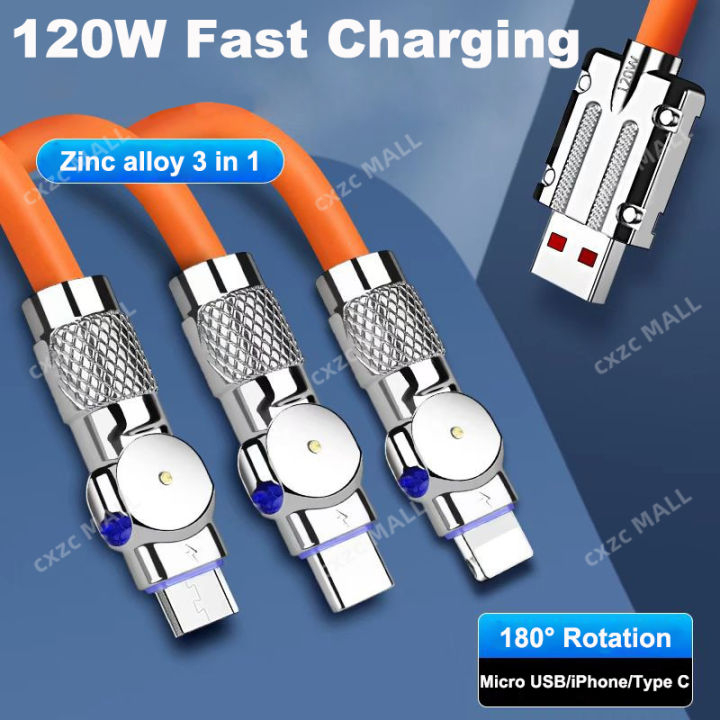 Jual Kabel Data Type C Fast Charging HP Kabel Casan 3 in 1 Tipe C USB iOS Lightning dengan ...