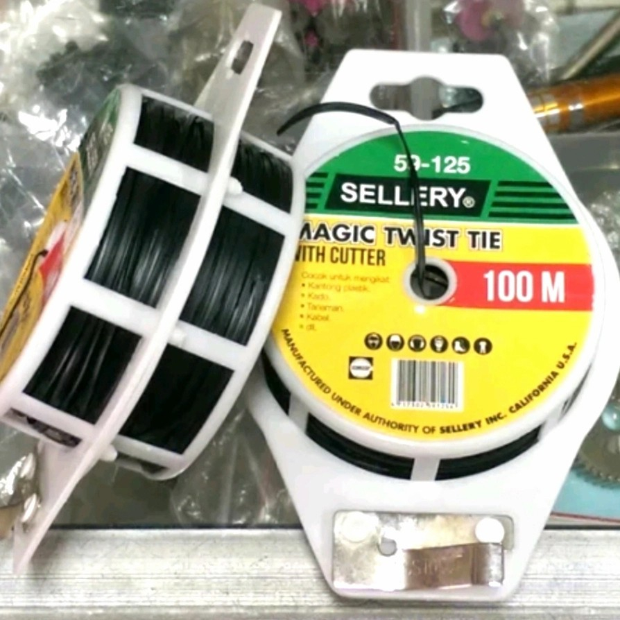 Jual SELLERY 59-125 MAGIC TWIST TIE 100 METER PENGIKAT KABEL LILIT SERBAGUNA WARNA HITAM ...