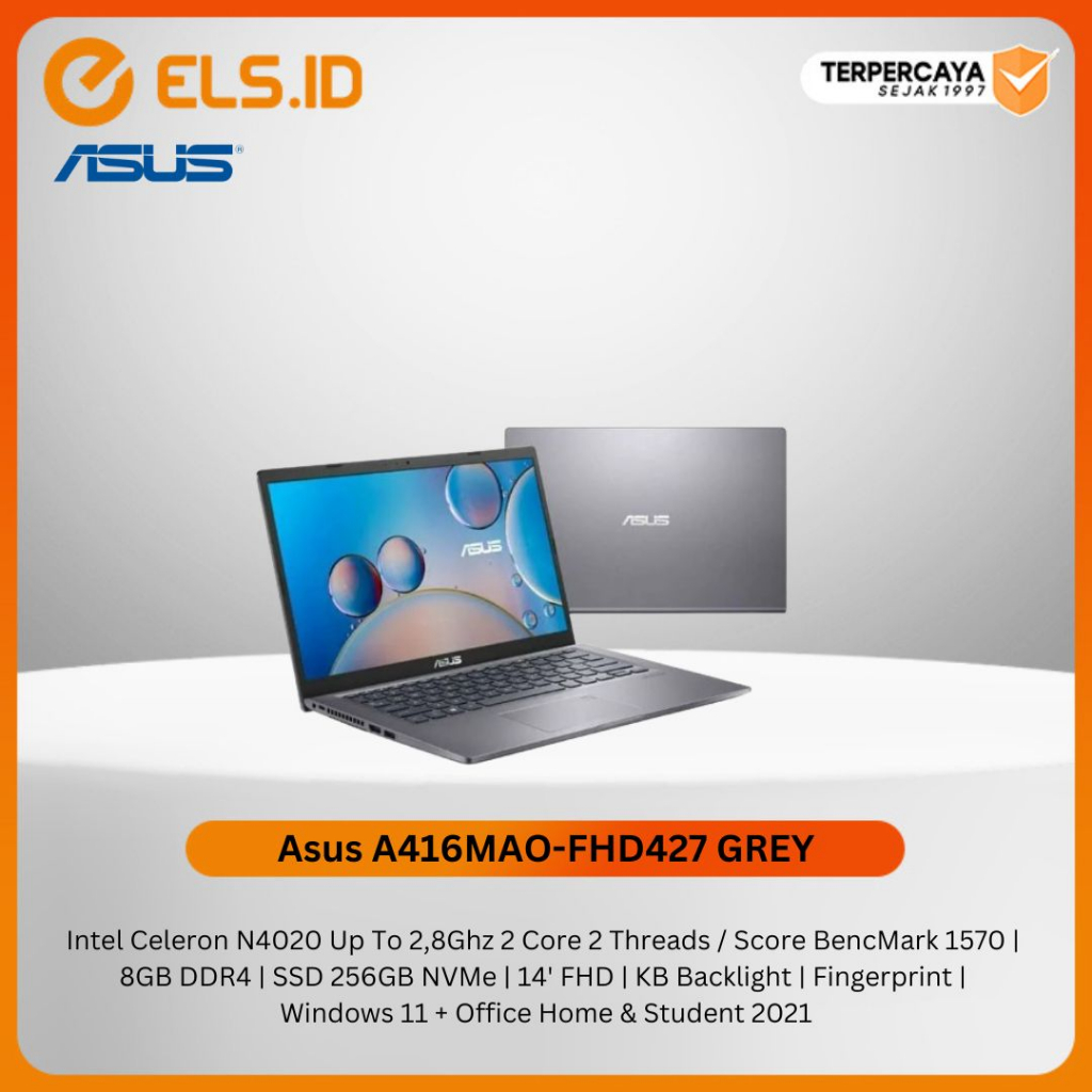 Jual Asus Vivobook 14 A416MAO-FHD427 GREY [Celeron N4020-8GB-SSD 256GB ...