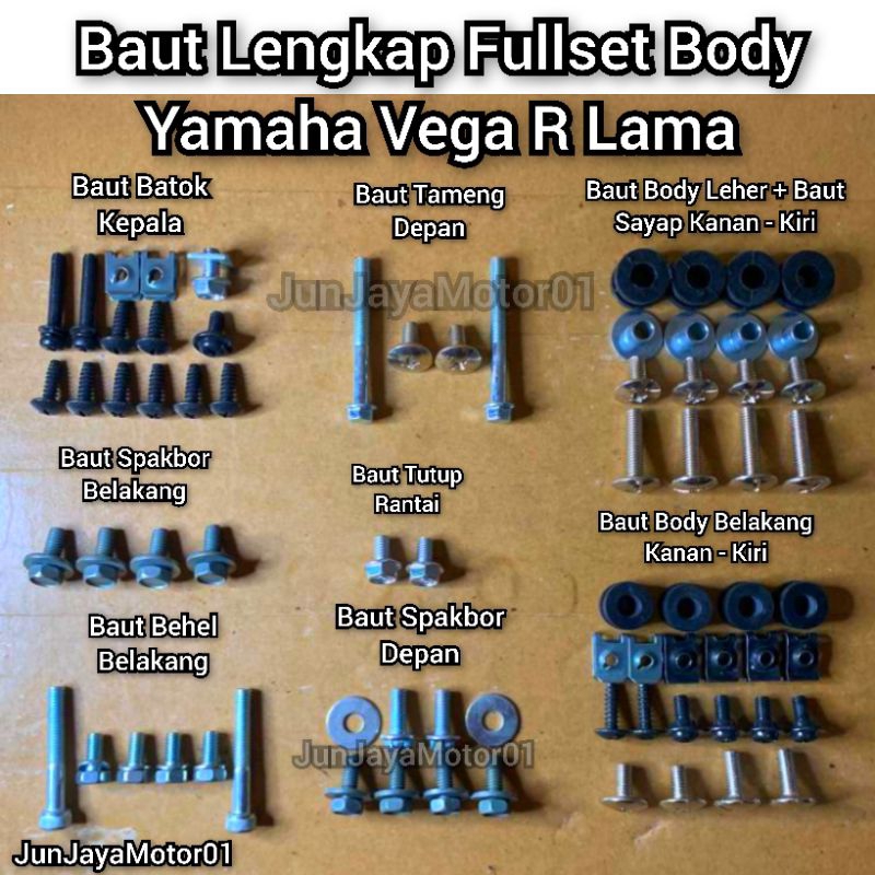 Jual Baut Lengkap Full Set Body Yamaha Vega R Lama / Baut Lengkap ...
