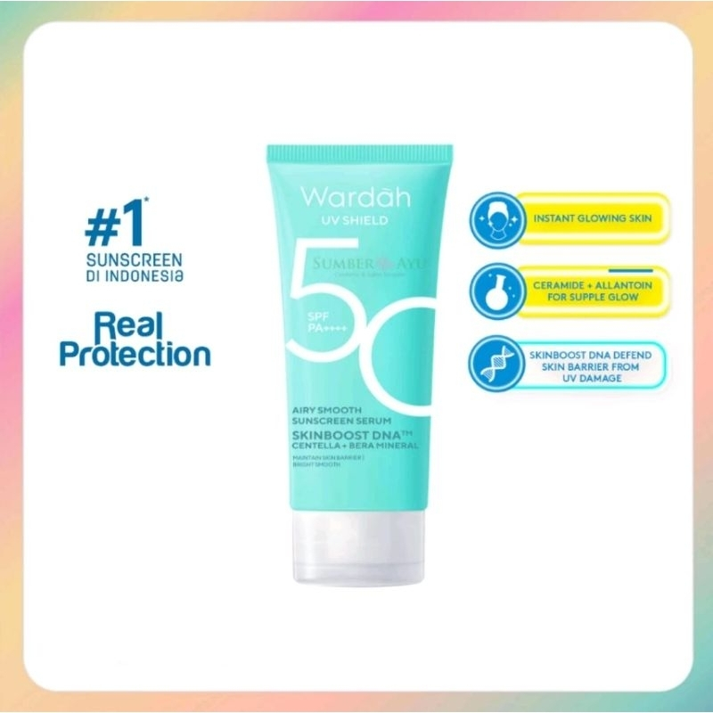 Jual WARDAH UV Shield Airy Smooth Sunscreen Serum SPF 50 PA++++ | Shopee Indonesia