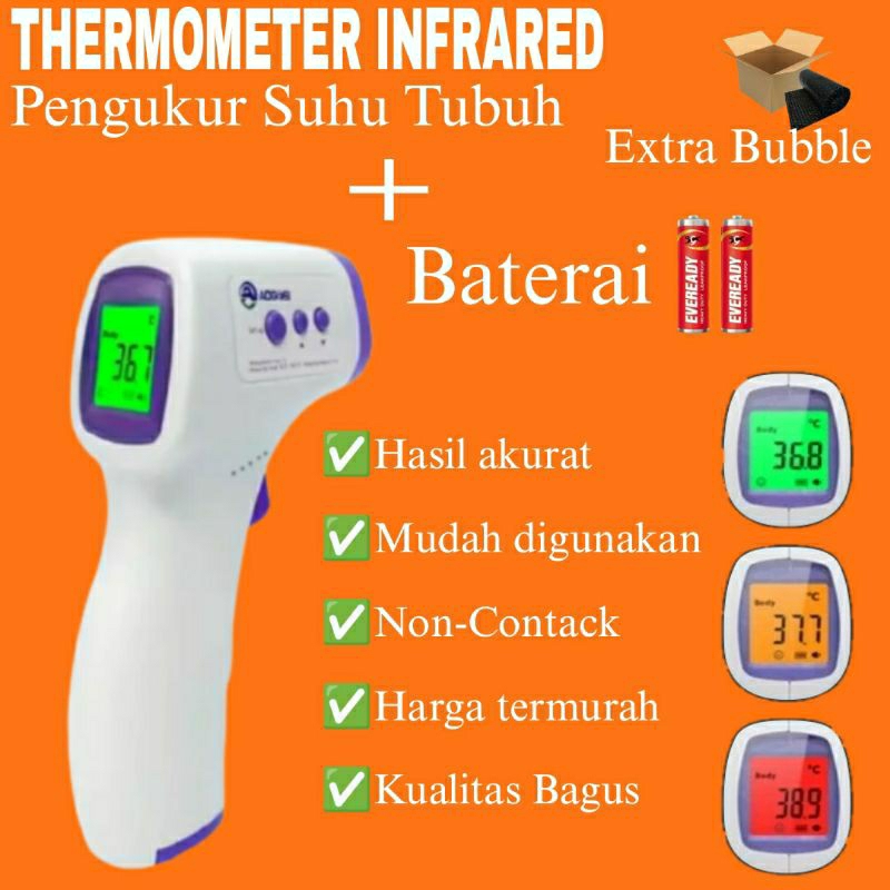 Jual Thermogun Thermometer Tembak Infrared Non Contact - AD801 - Purple Alat Cek Suhu Tubuh ...