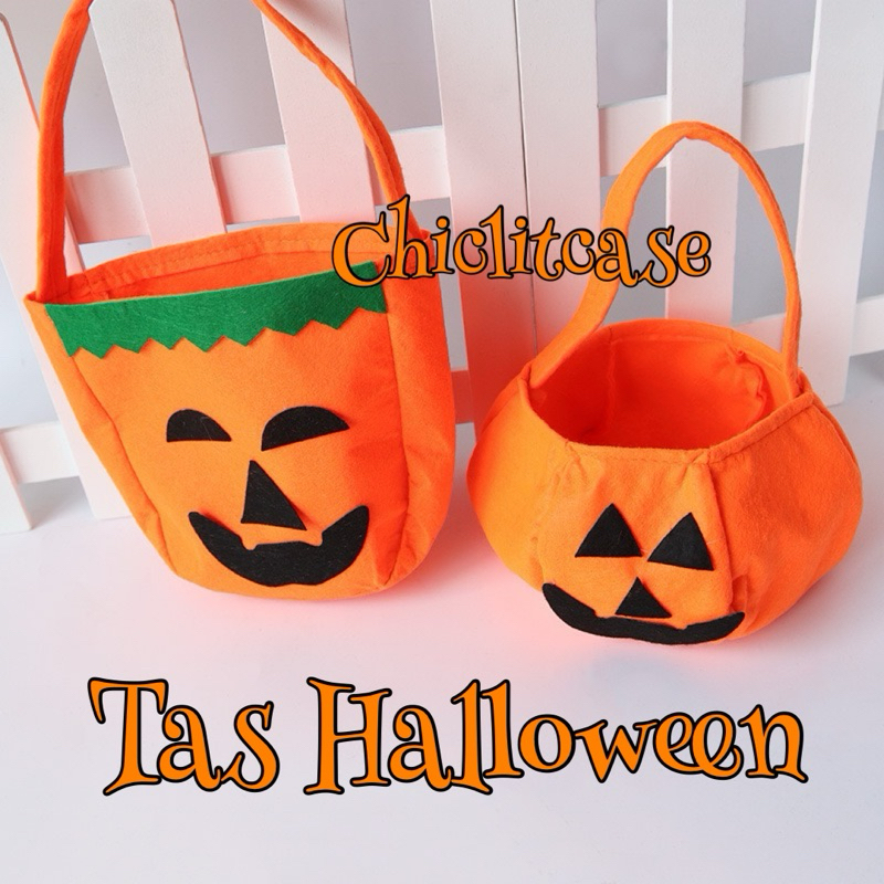 Jual tas labu halloween / tas permen pumpkin trick or treat / aksesoris ...