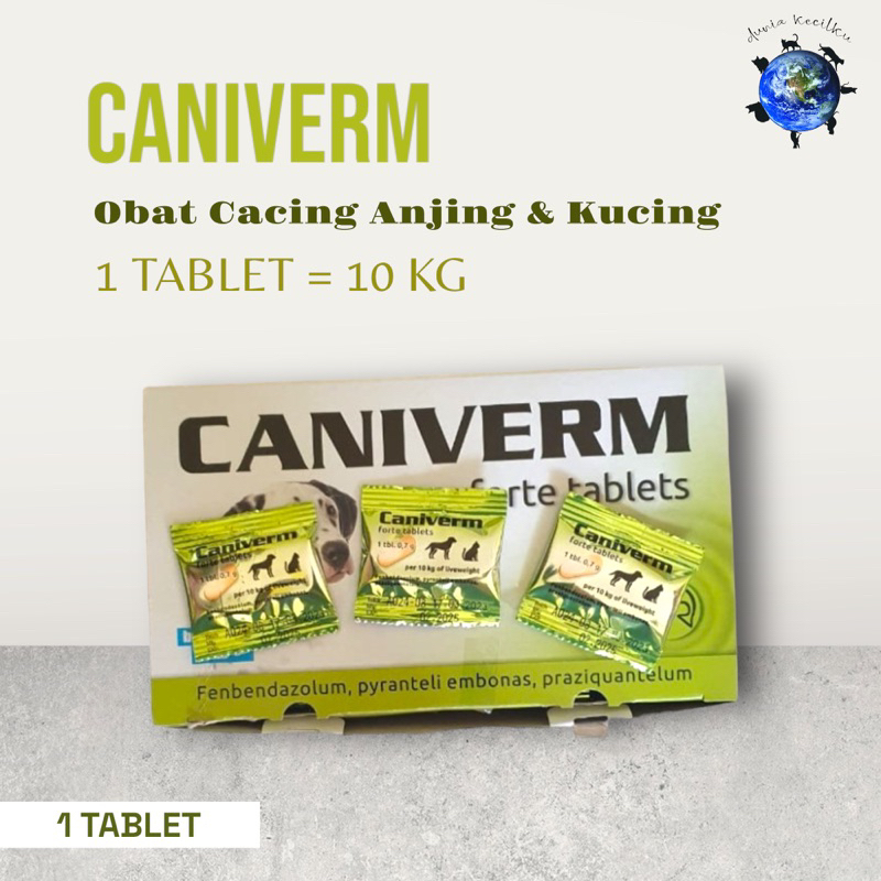 Jual Caniverm Obat Cacing Kucing & Anjing (1 TABLET) - KEMASAN BARU ...