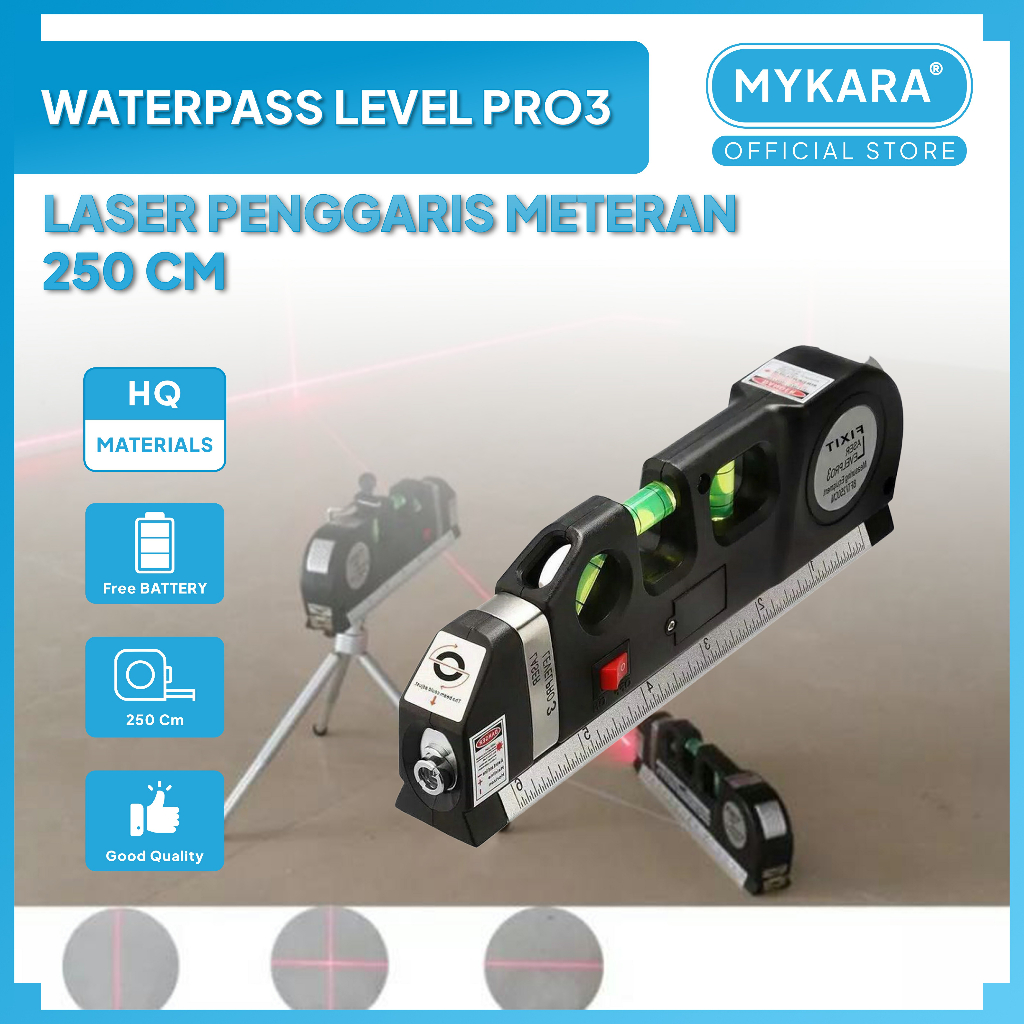 Jual Meteran Laser 3 In 1 Multifungsi Plus Waterpass Penggaris Manual ...