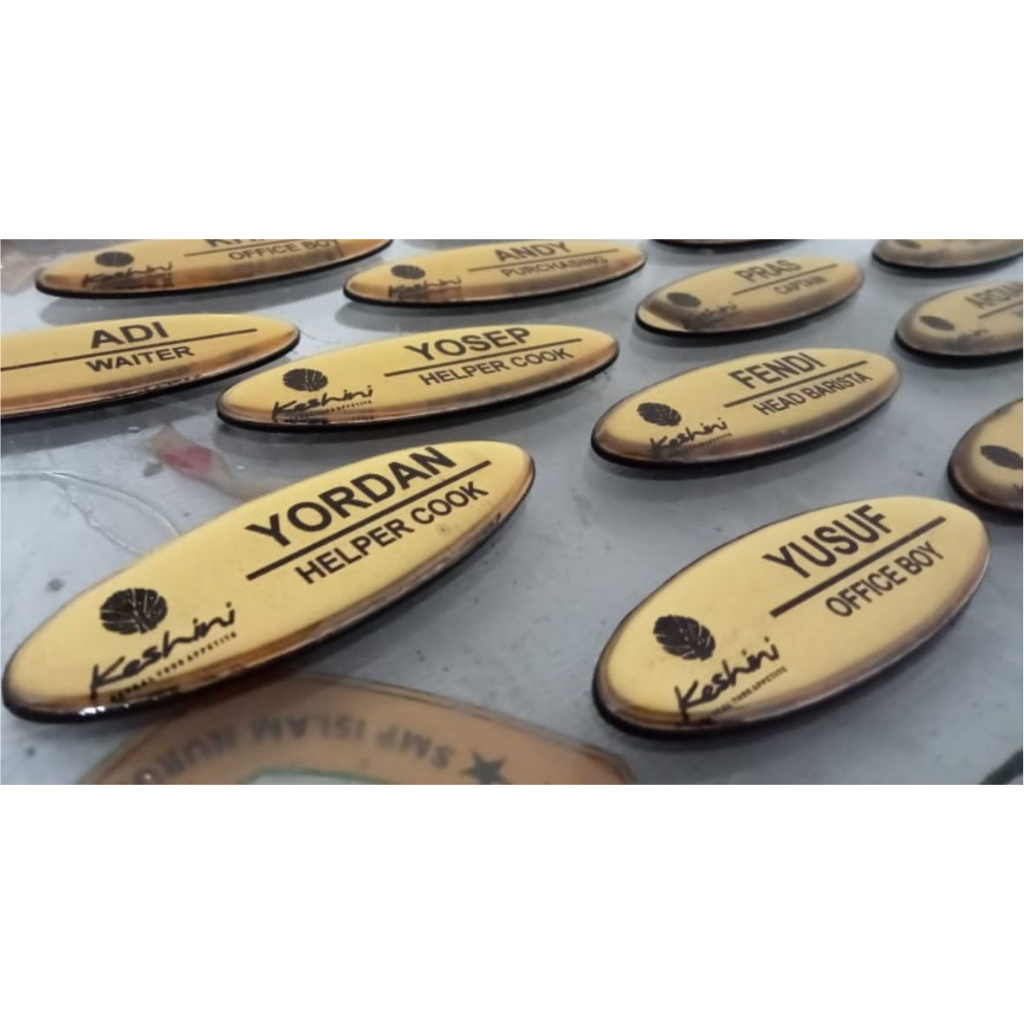 Jual Nama Dada Oval Resin (SILVER & GOLD)/Name Tag/Nametag/Papan Nama ...