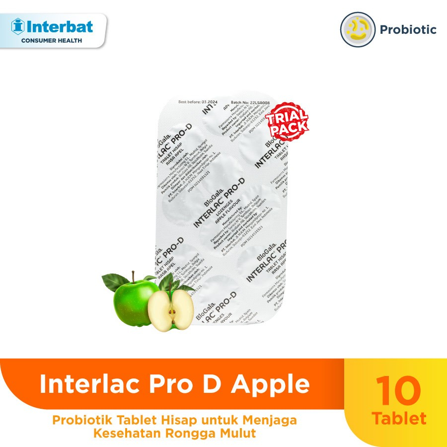 Jual Interlac Pro D lozenges tablet hisap rasa apel strawberry ...