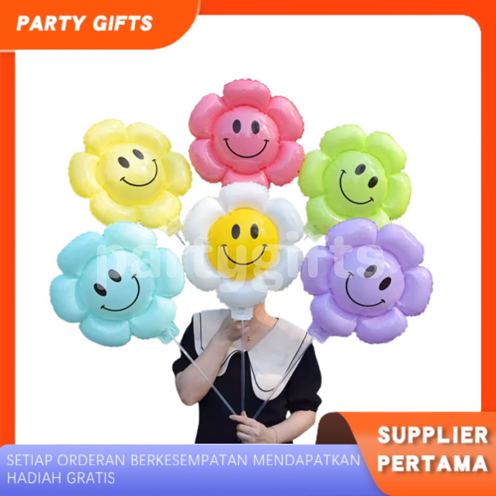 Jual Balon Foil Stik Bunga Daisy Smile Led Balon Bunga Matahari ...