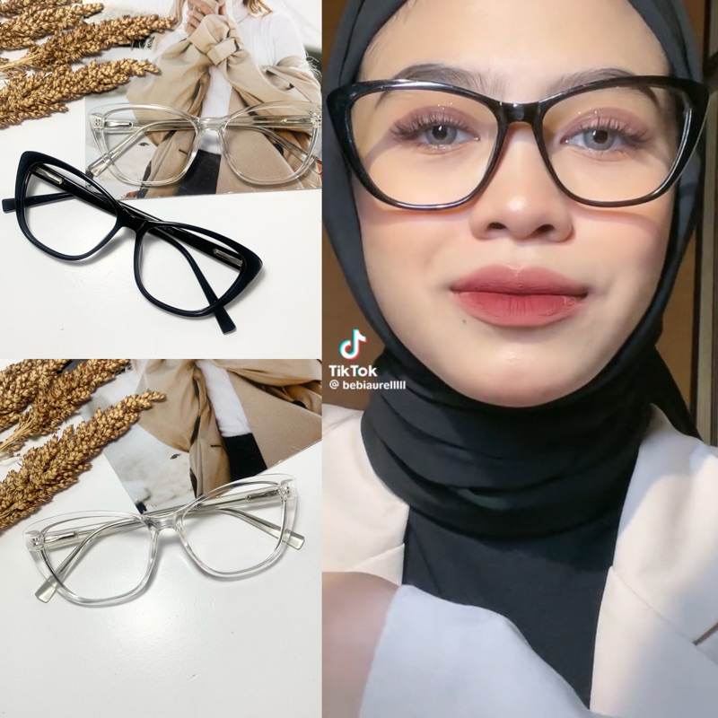 Jual Frame Kotak Semi Cat Eye FLOREN | Lensoo Eyewear | Shopee Indonesia