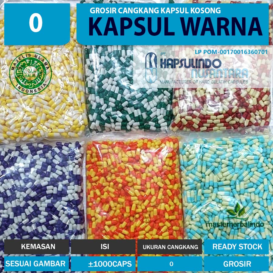 Jual cangkang kapsul kosong warna 0 isi 1000 caps | Shopee Indonesia