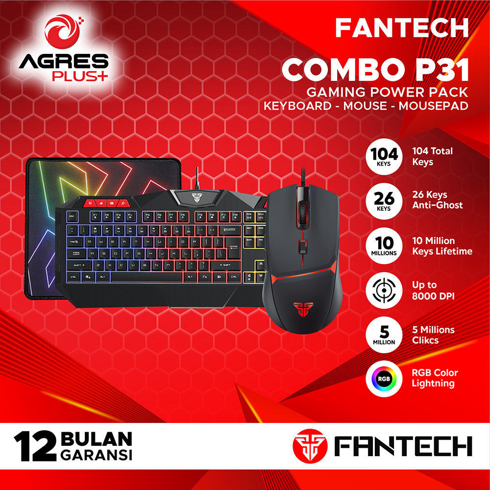 Jual FANTECH Combo Power Pack P31 Keyboard Mouse MousePad Gaming KADO ...