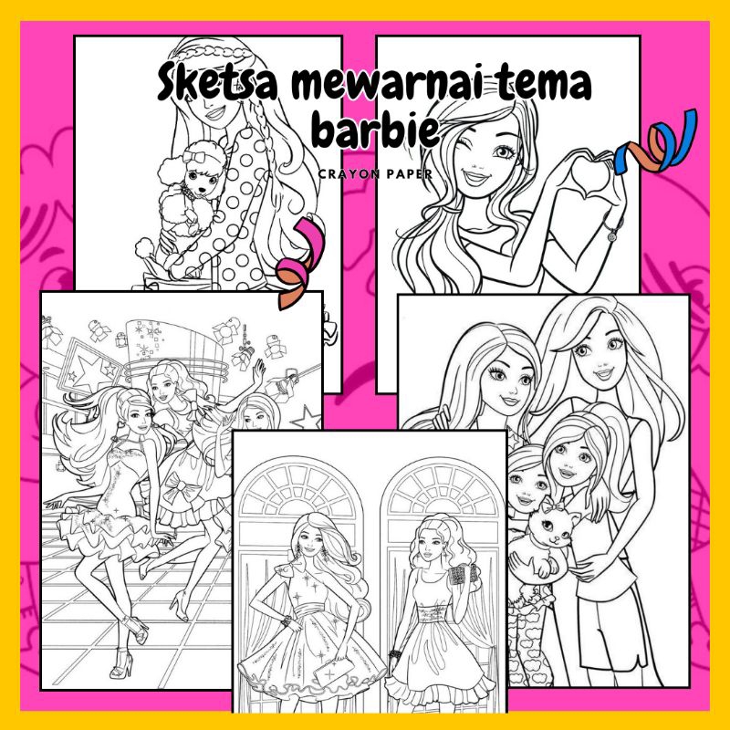 Jual Gambar Sketsa Mewarnai Tema Barbie Isi 50 Lembar - Mewarnai Untuk ...