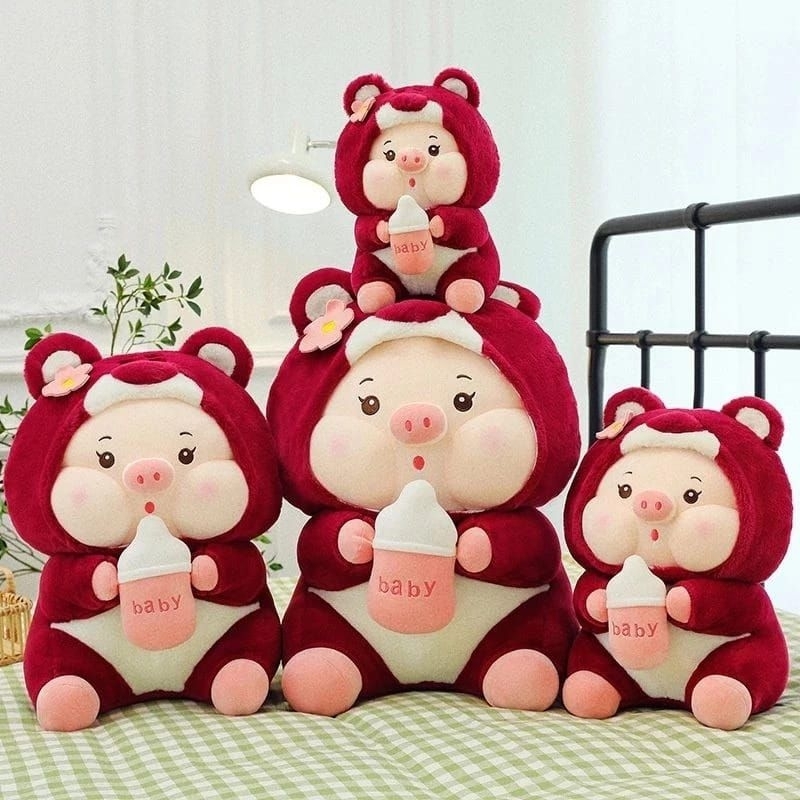 Jual Boneka Pig Dot Hoodie Bisa dibuka ukuran 40cm bahan plush import ...