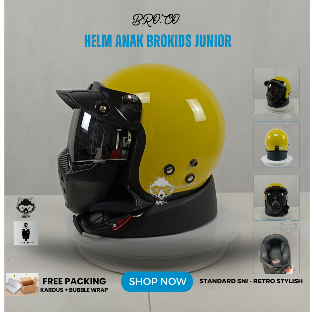 Jual HELM ANAK HALF FACE RETRO BOGO KLASIK ANAK-ANAK PET GOGGLE MASKER ...