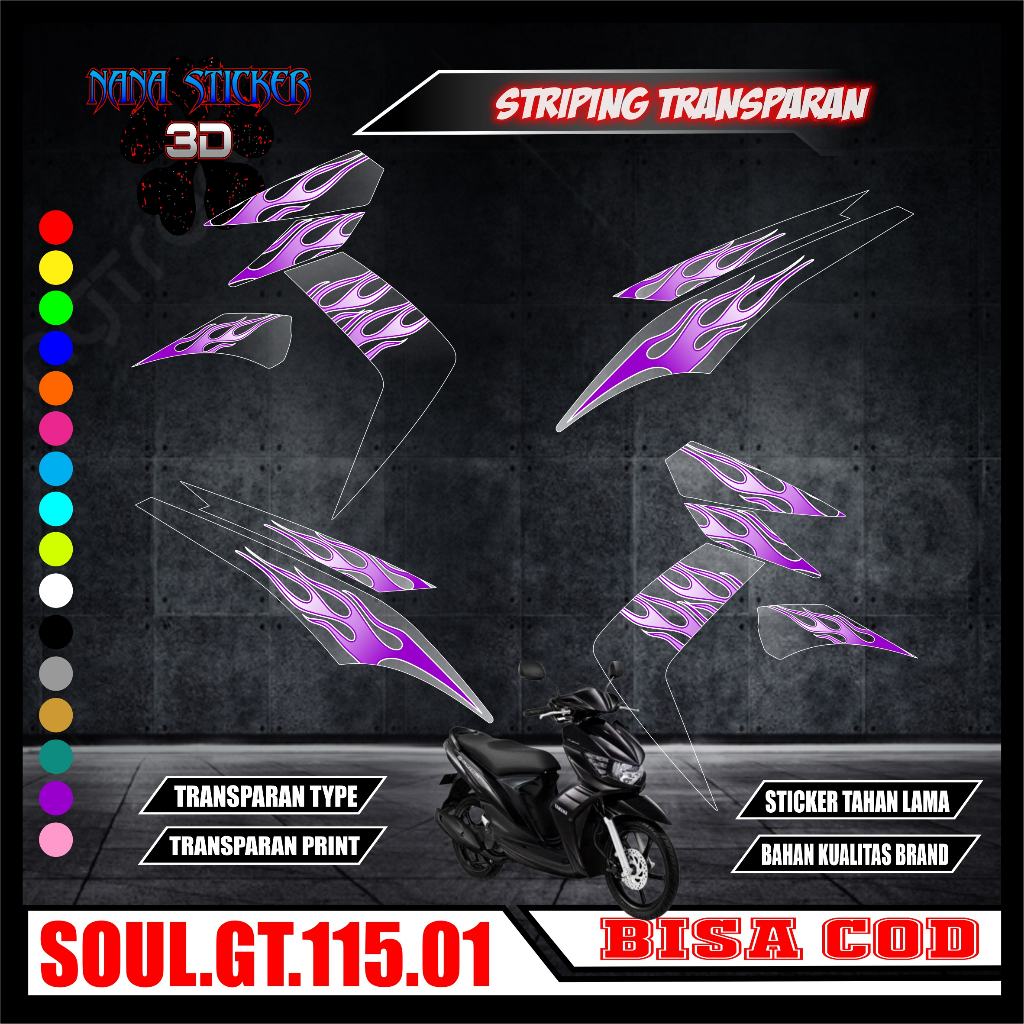 Jual Striping TRANSPARAN YAMAHA SOUL GT 115 Variasi Stiker Sticker list ...