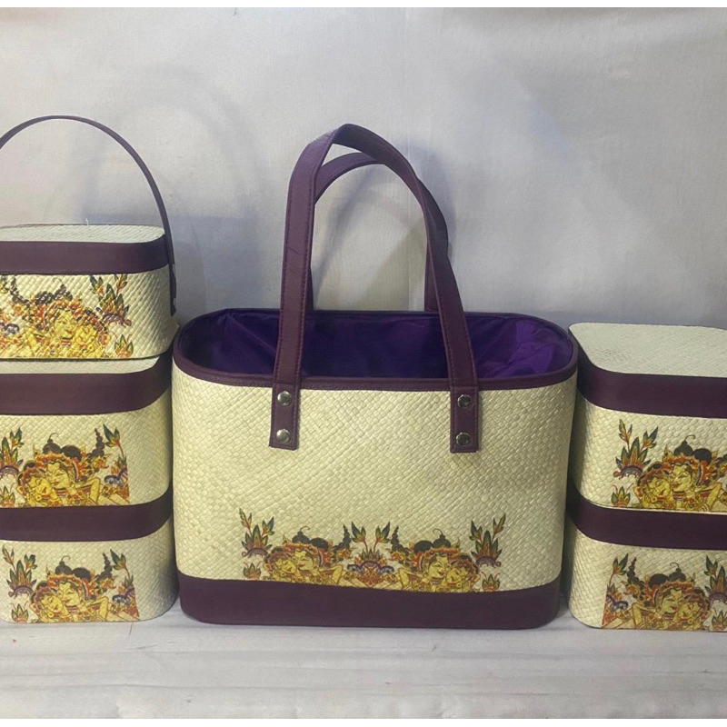 Jual Tas Pandan Set 4 Free Nama Ukuran Anak Keben 20cm x 20cm | Shopee ...