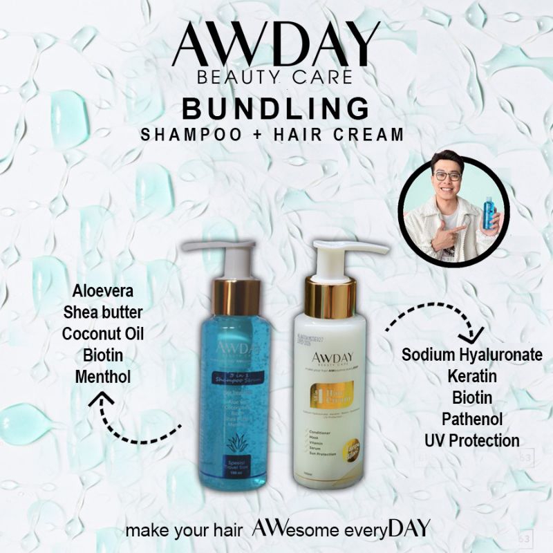 Jual Paket Hemat Murah Awday Shampoo Heir 3in1 100ML & Haircream ...