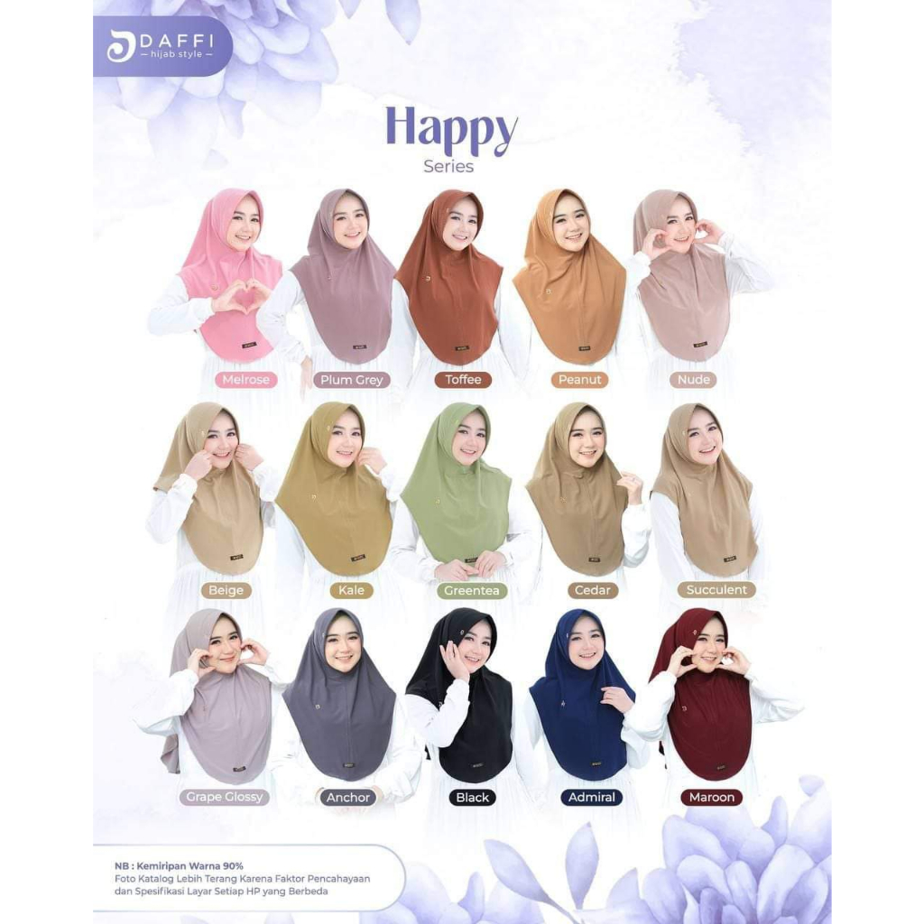 Jual HAPPY Daffi Hijab Instan Bergo Jilbab Polos Aksen Mini Logo emas ...