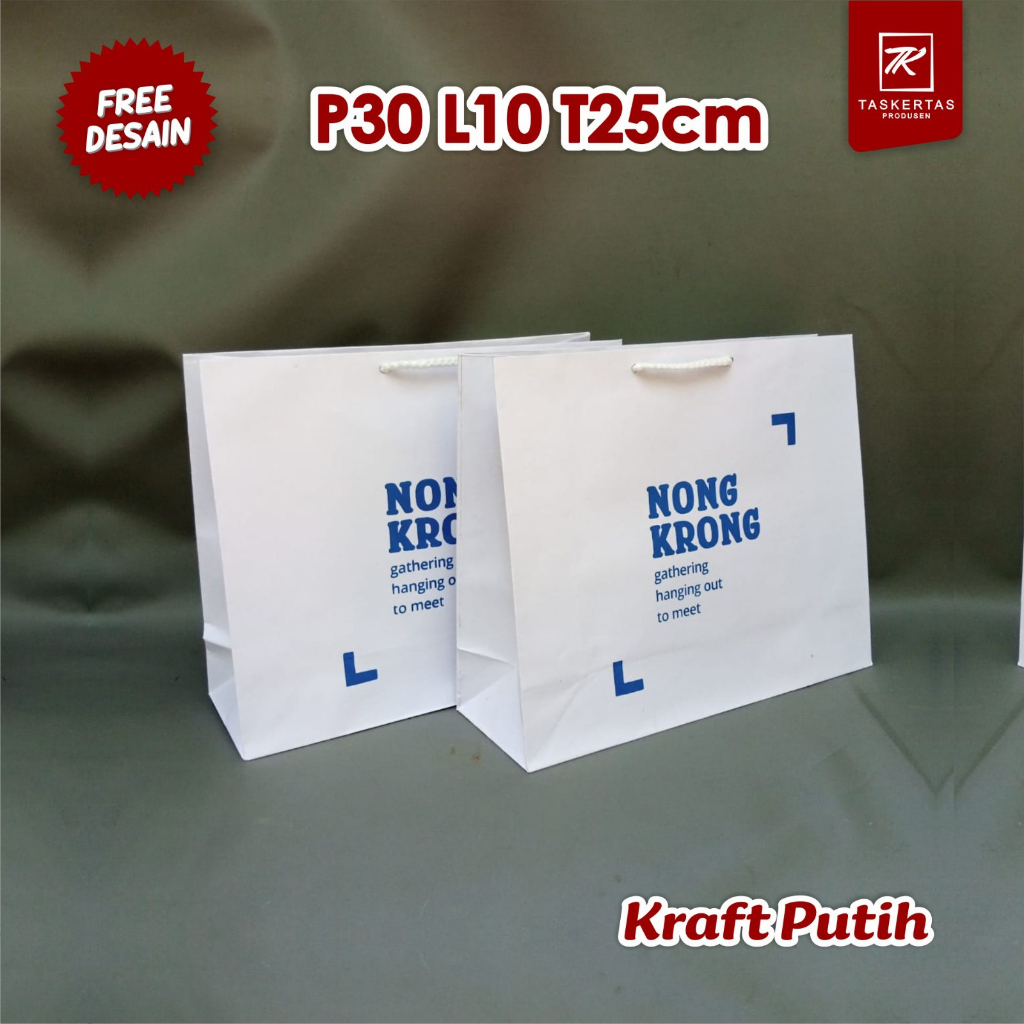 Jual Paperbag Custom Tas Kertas Kraft Free Desain Uk 30x10x25cm ...