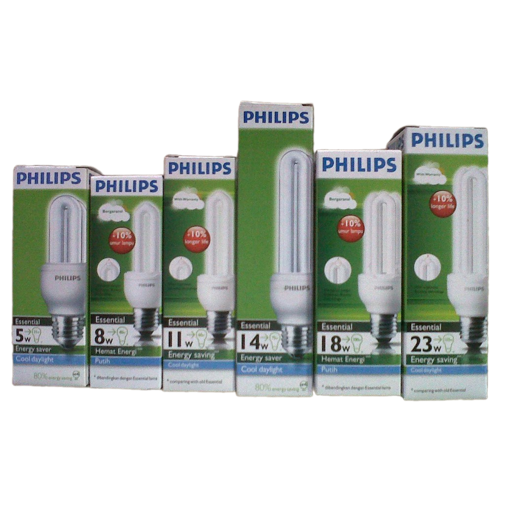 Jual PHILIPS ESSENTIAL 5W, 8W, 11W, 14W, 18W, 23W, 32, 35W, 45W, 55W ...