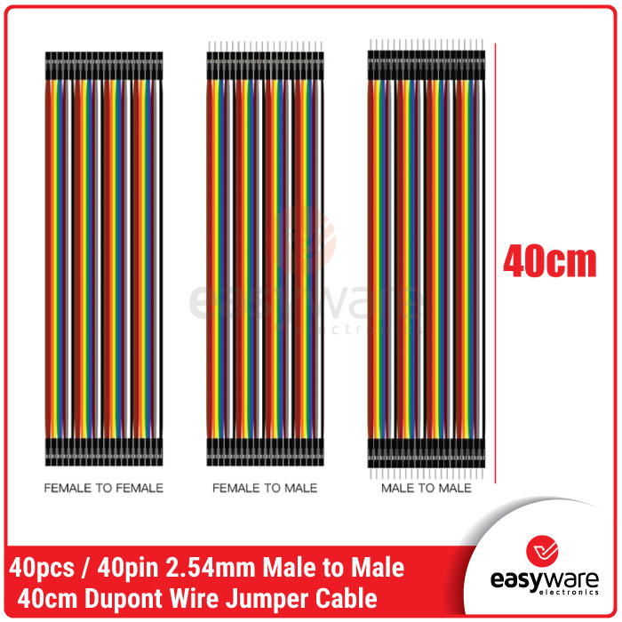 Jual 40cm Kabel Jumper Arduino Dupont Cable 40cm isi 40pcs 2.54mm ...
