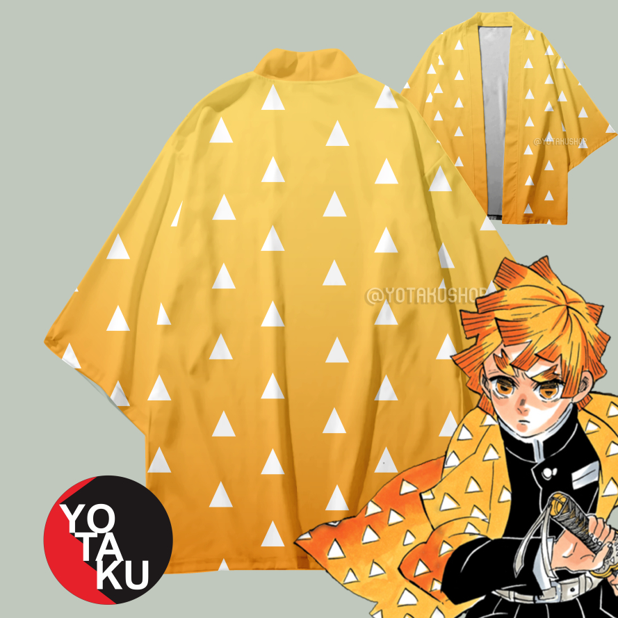 Jual Haori Cardigan Anime Demon Slayer Zenitsu Agatsuma Kostum Cosplay ...
