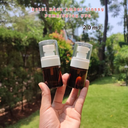 Jual Botol Pump Spray Botol Amber Glossy Botol Lotion Kaca Coklat 20ml ...