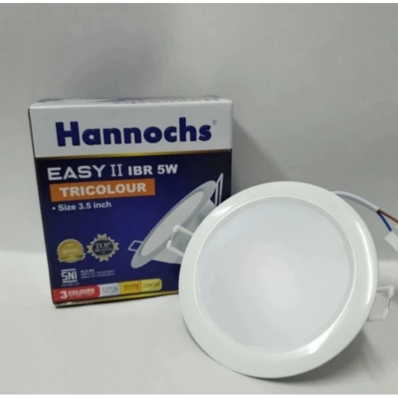 Jual Lampu downlight LED Bulat 3 warna Tanam HANNOCHS Easy tricolor 5 ...