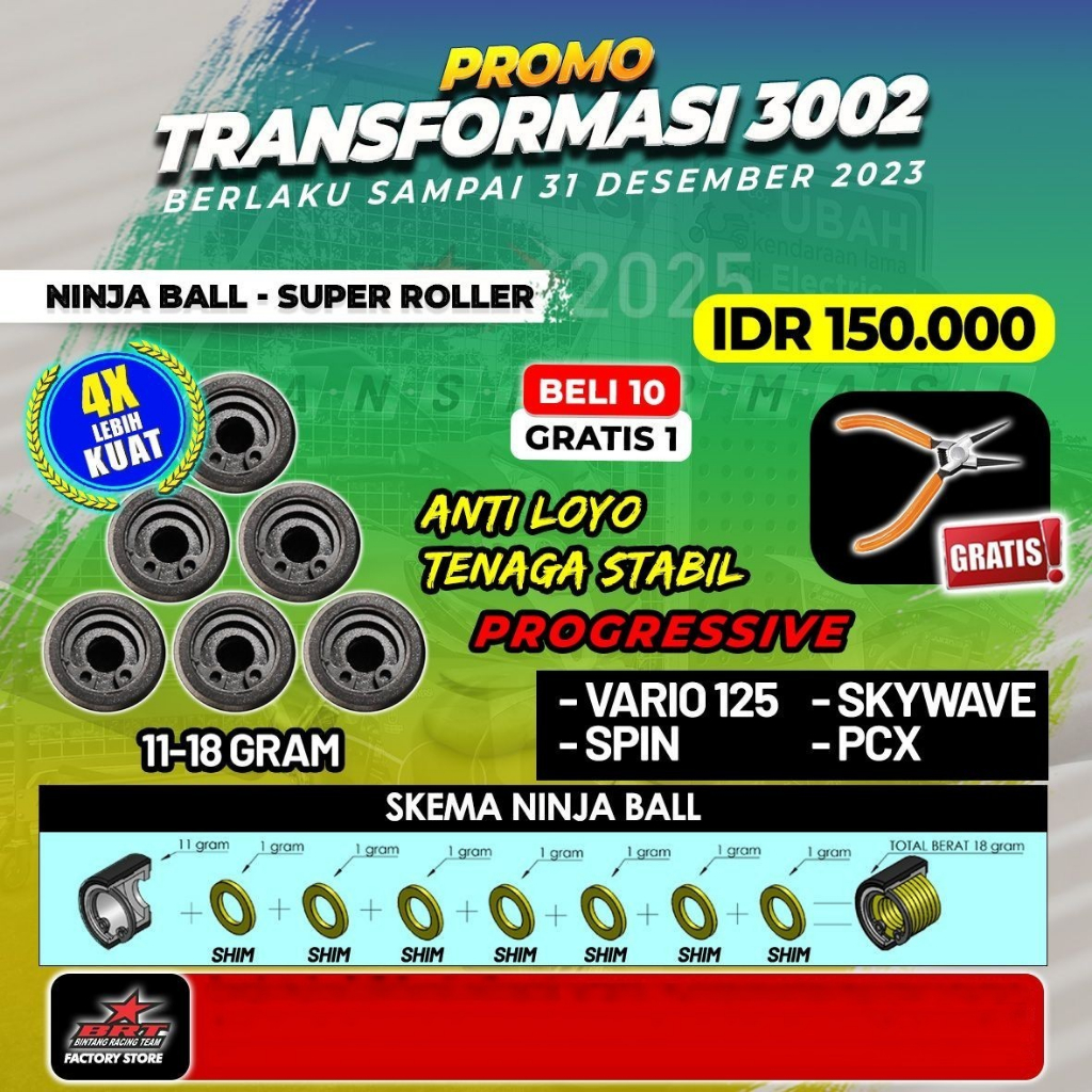 Jual Super Roller Ninja Ball Vario 125/Vario 150/PCX 150//ADV 150/Spin ...