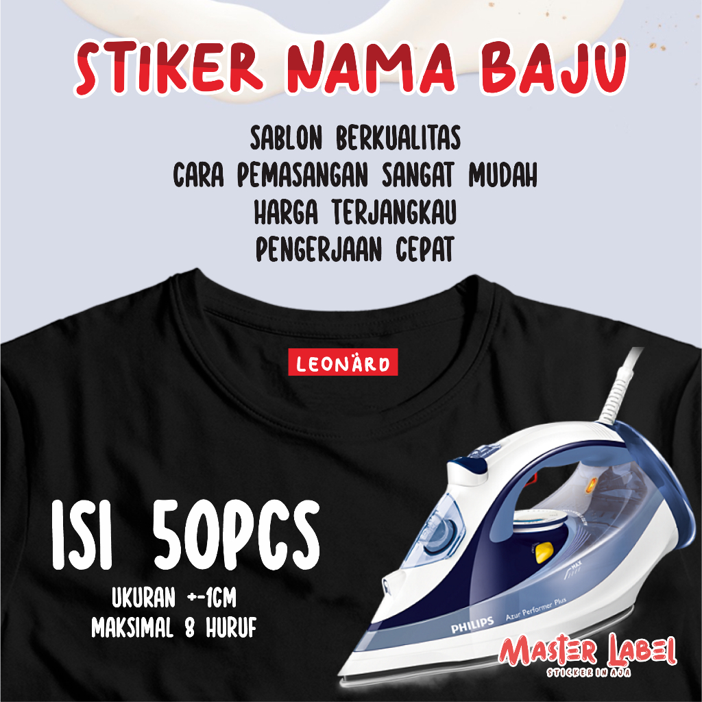 Jual Stiker Nama Kain Custom Uk A5 ISI 45pcs stiker nama custom stiker ...