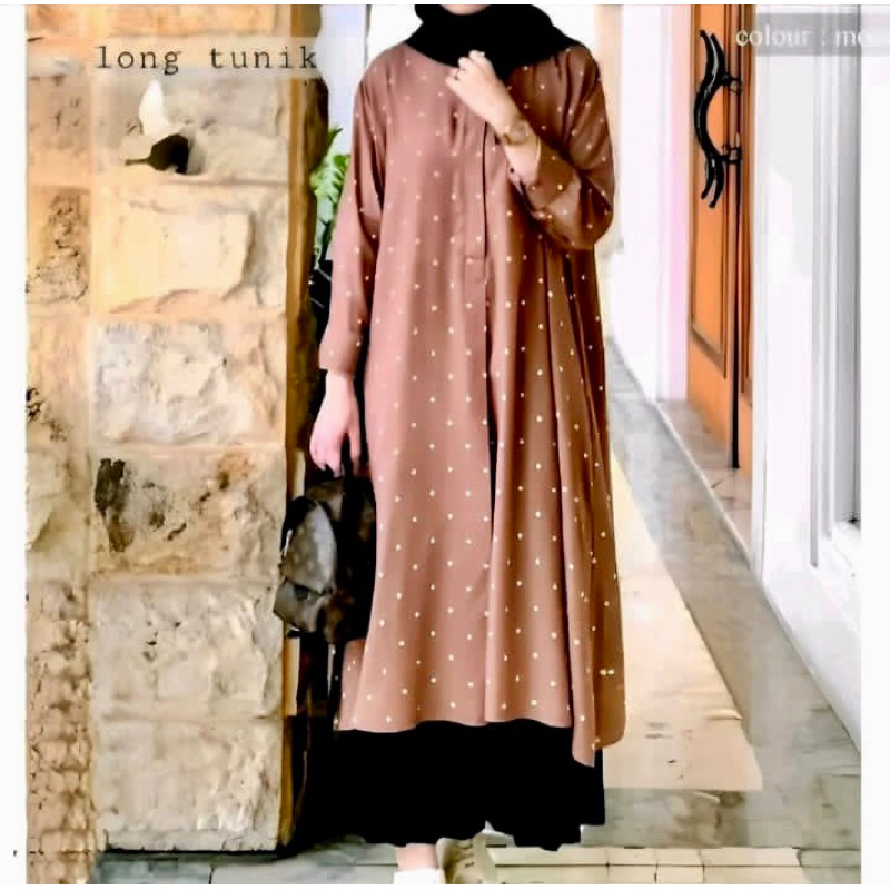 Jual LONG TUNIK POLKADOT BAHAN KATUN RAYON LEMBUT TEBAL DAN HALUS ...