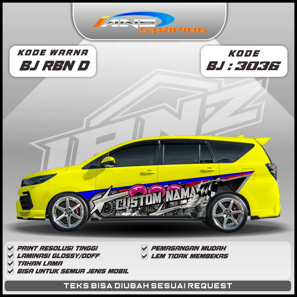 Jual BJ 3036-DECAL MOBIL INNOVA REBON AVANZA XENIA- DECAL STIKER MOBIL ...