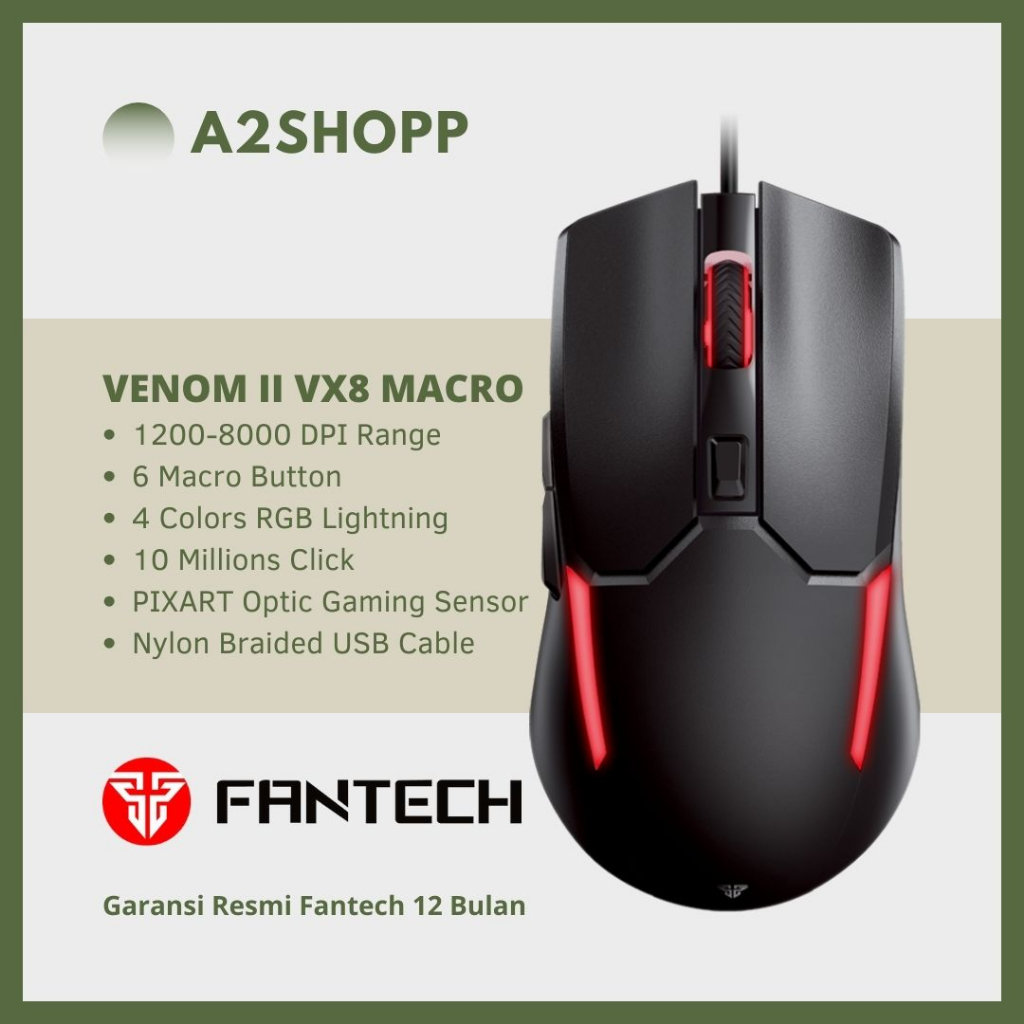 Jual Fantech Mouse Gaming Macro RGB Venom II VX8 | Shopee Indonesia
