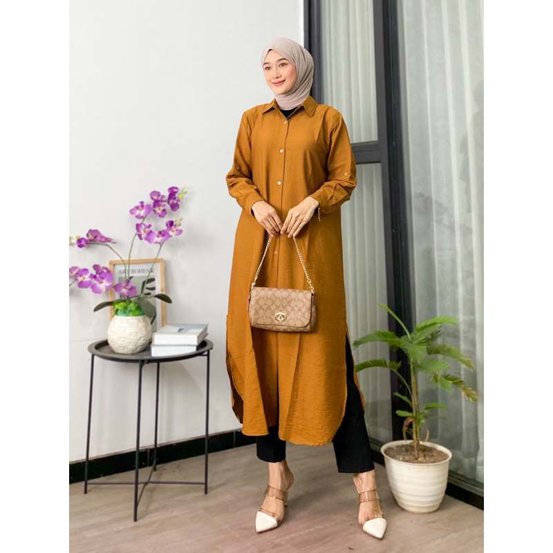 Jual LONG TUNIK NEYLA BAHAN POLO LINEN PREMIUM HALUS TEBAL DAN LEMBUT ...