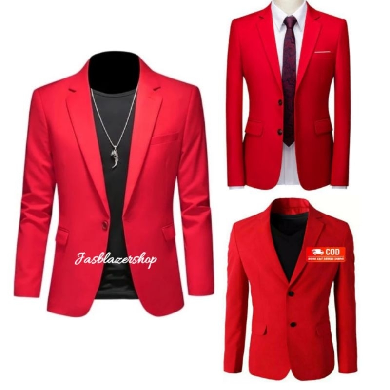 Jual Jas pria merah cabe Jas formal merah Jas blazer merah | Shopee ...