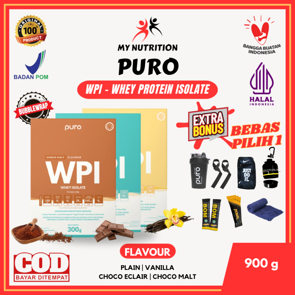 Jual PURO WPI Whey Protein Isolate ISOPRO 900gram Susu Suplemen Gym ...