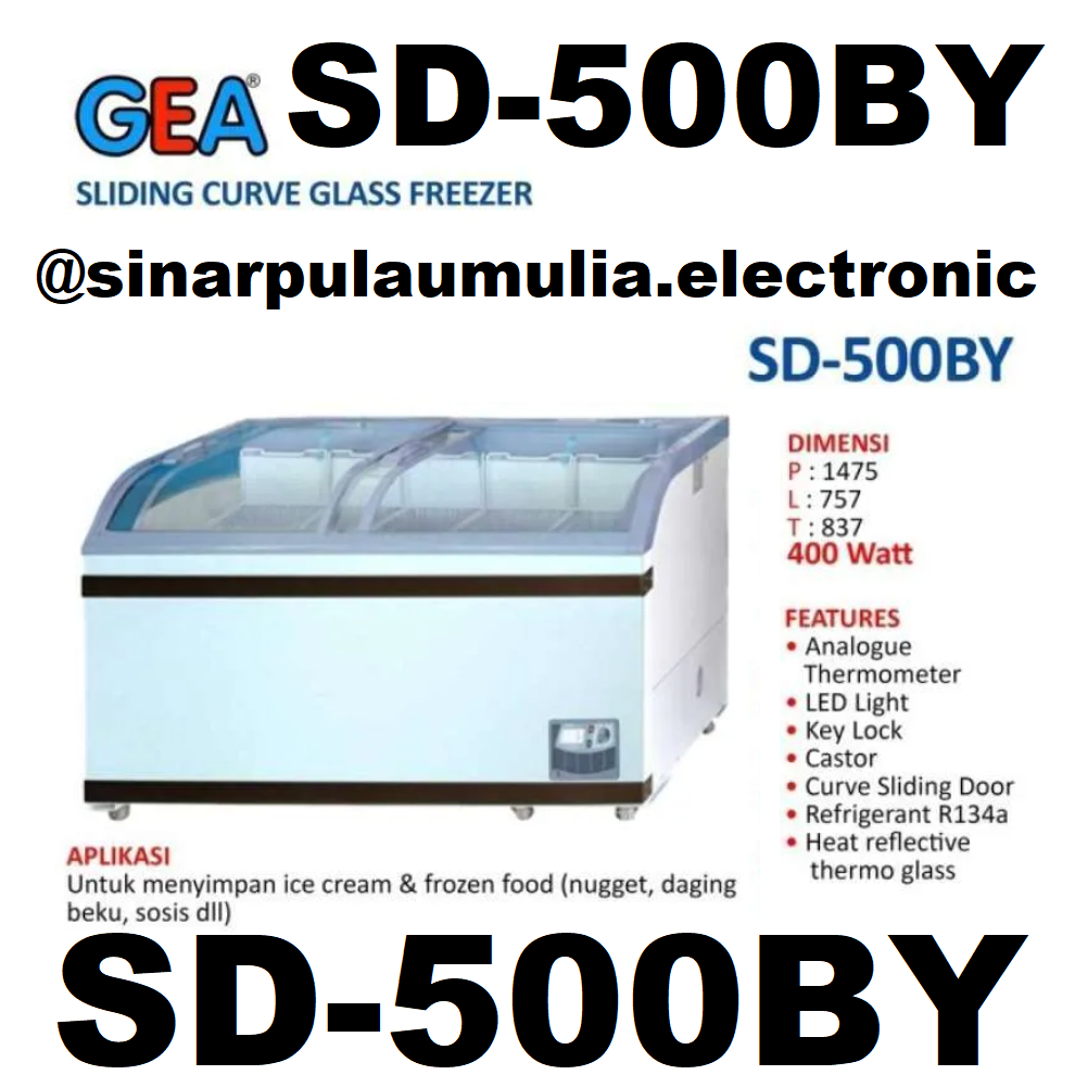Jual GEA Sliding Curve Glass Freezer Box 500 Liter - SD 500 BY ...