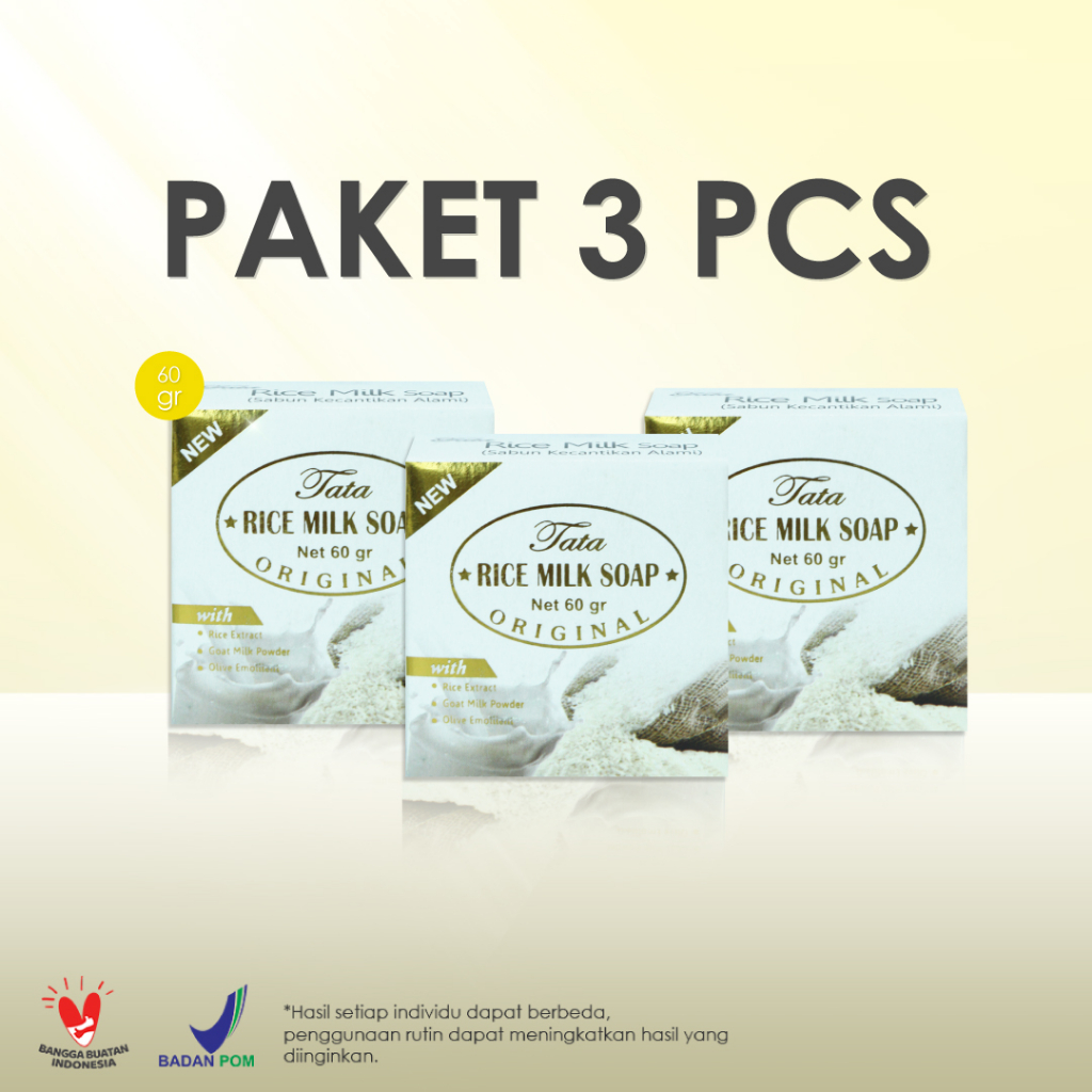 Jual Tata Paket Rice Milk Soap isi 3pcs /Sabun Pemutih/Sabun Beras Susu ...