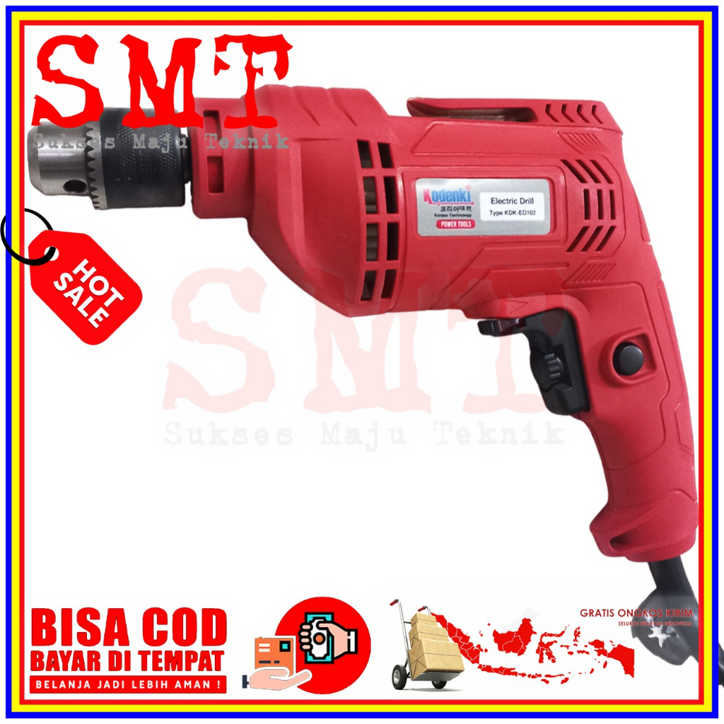 Jual Mesin Bor Tangan Listrik KODENKI ED102 Electrik Drill 10mm w/ Reverseable & Manual Variable ...