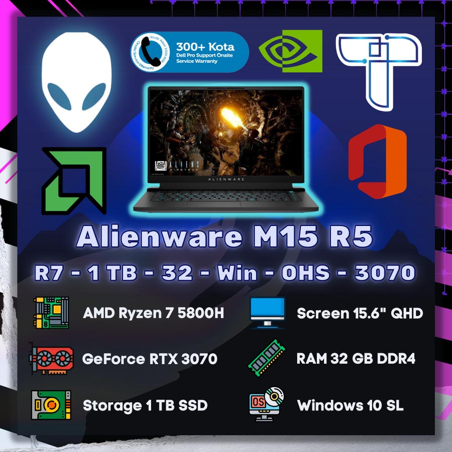 Jual Laptop Gaming Alienware M15 R5 - R7 - 1 TB - 32 - Win - OHS - RTX 3070 | Shopee Indonesia