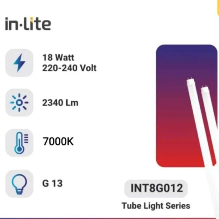 Jual Inlite Lampu T8 LED TUBE INT8G012 18w 7000K Lampu TL Inlite Putih ... Jual Inlite Lampu T8 LED TUBE INT8G012 18w 7000K Lampu TL Inlite Putih ...